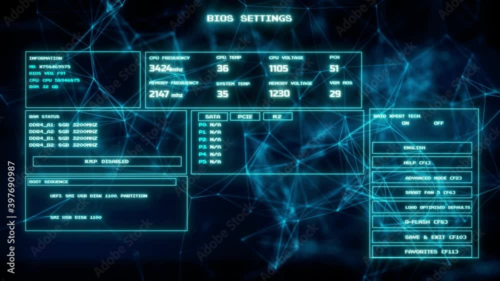 Representation of Computer BIOS Basic Input Output v1 4k Stock Video ...