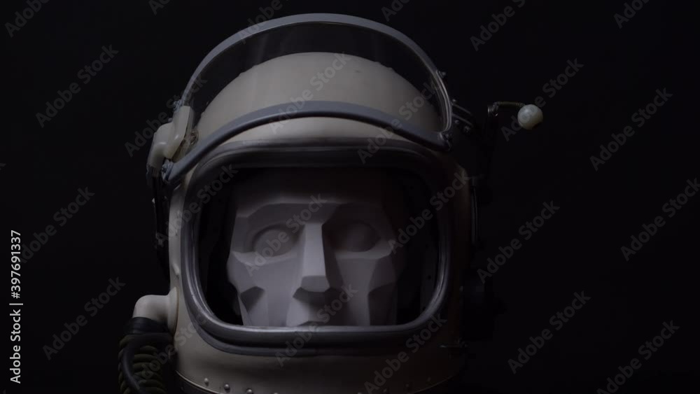 Blinking police lights inside the aviation helmet with gypsum human ...