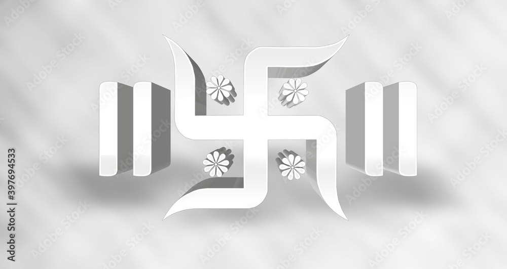 Swastik 3d White background unique wallpaper with 3d Ganpati Ganesh ...
