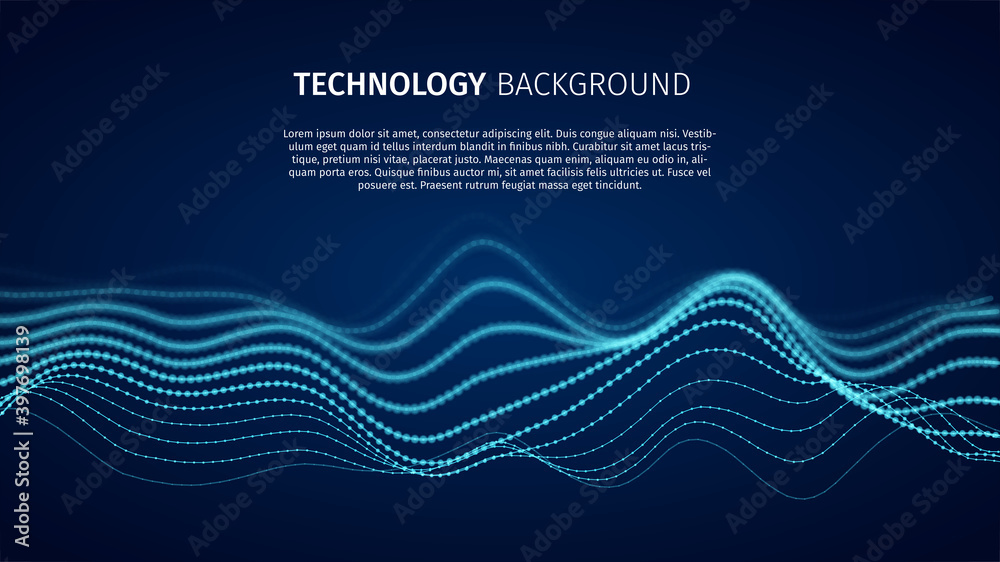 Particles structure backdrop for research article. HUD elements. Blockchain, artificial ...