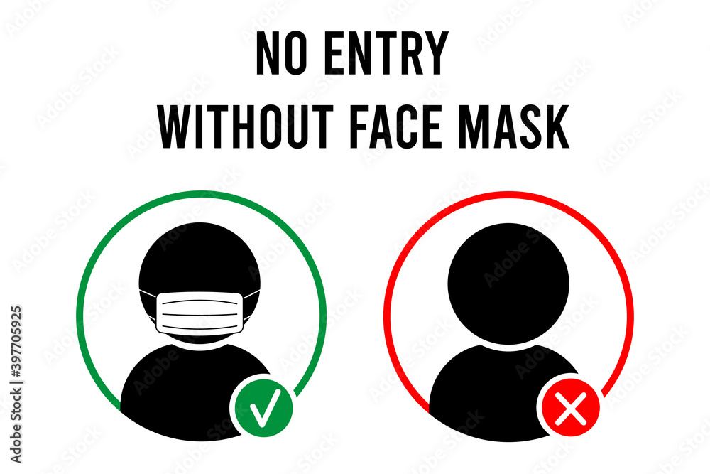 No entry without face mask sign. No face mask no entry. Icon. Warning ...