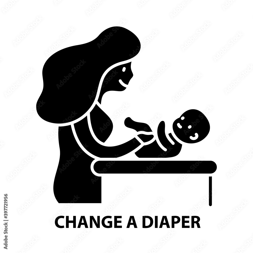 change a diaper icon, black vector sign with editable strokes, concept ...