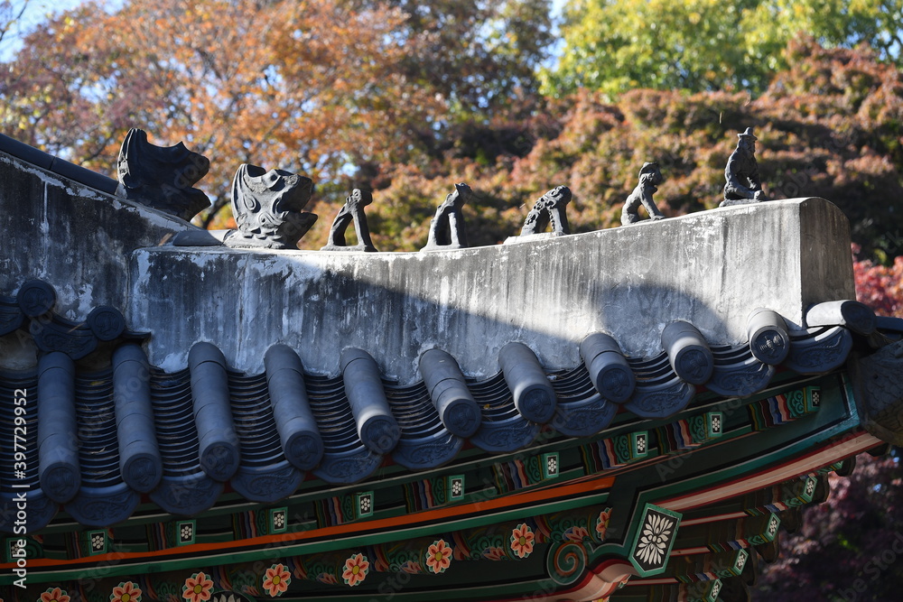 The shamanistic figure of a goblin, dragon, pig, monkey, etc. installed ...