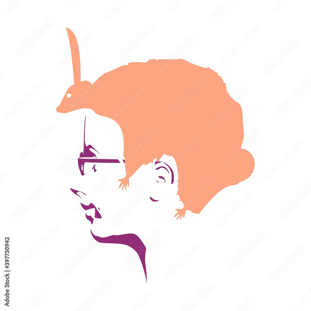 Vetor de An animal or face profile view. Optical illusion. Human head ...