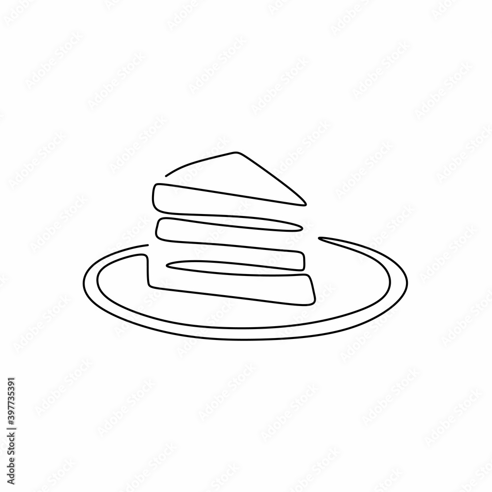 Continuous one line drawing of stylized sandwich. Fast food, street ...