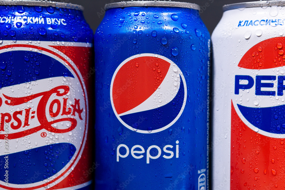 Tyumen, Russia-November 01, 2020: different types of Pepsi drink close ...