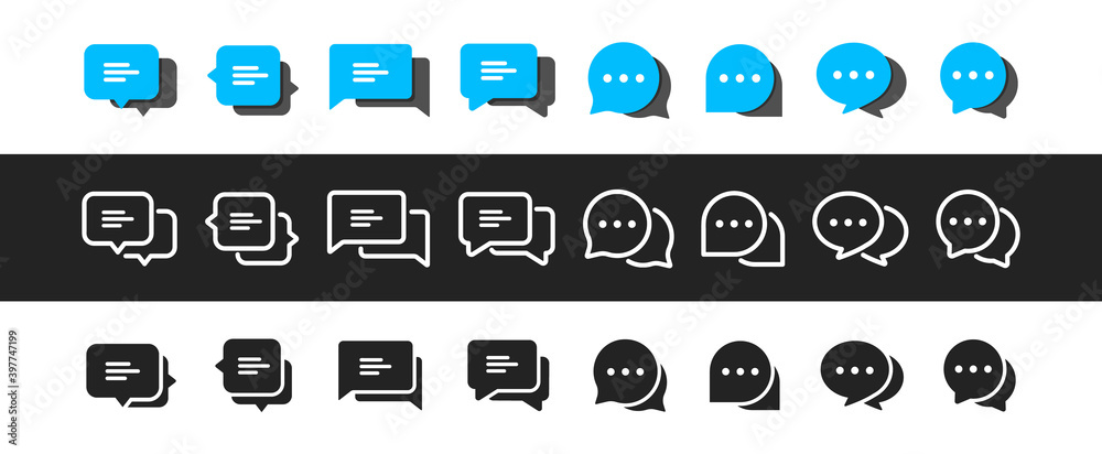 Set of Chat Message Bubbles Vector Icon. Communication icons. Talk ...