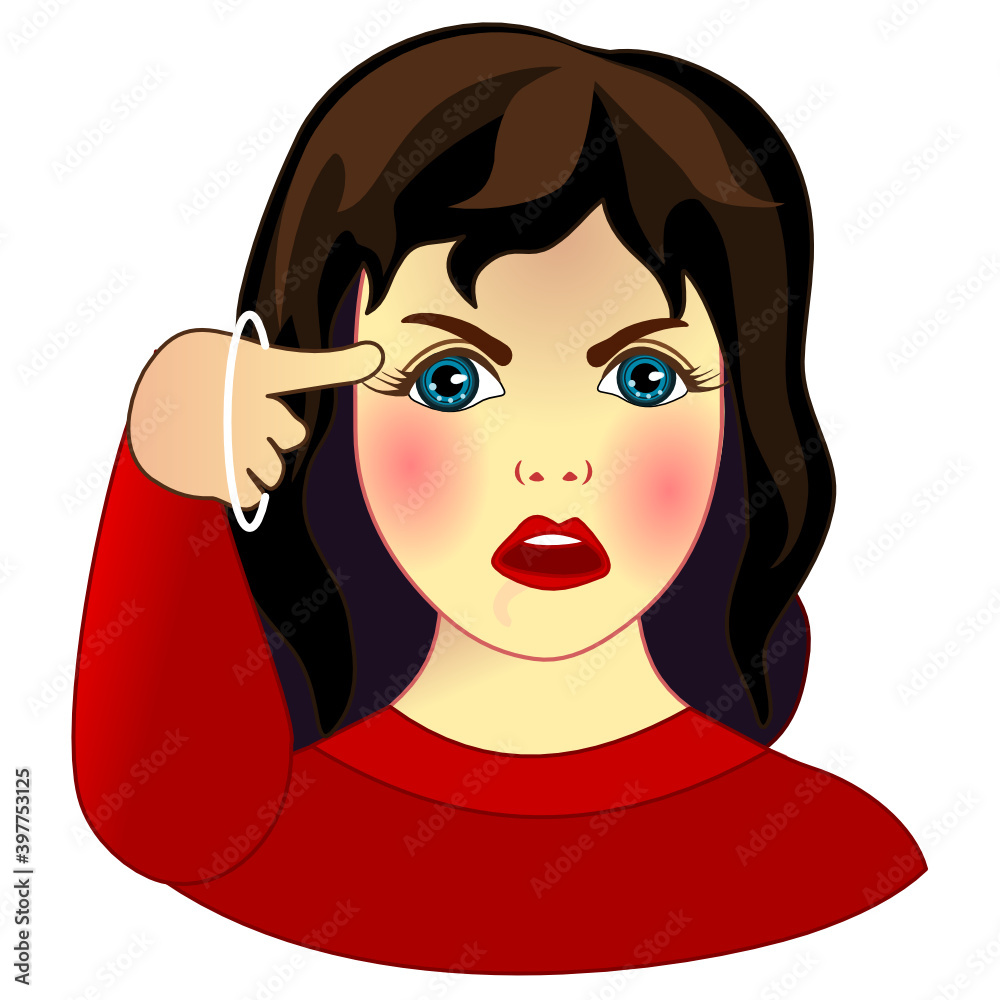 emoticon shows a screw loose or you're nuts gesture by twisting her ...