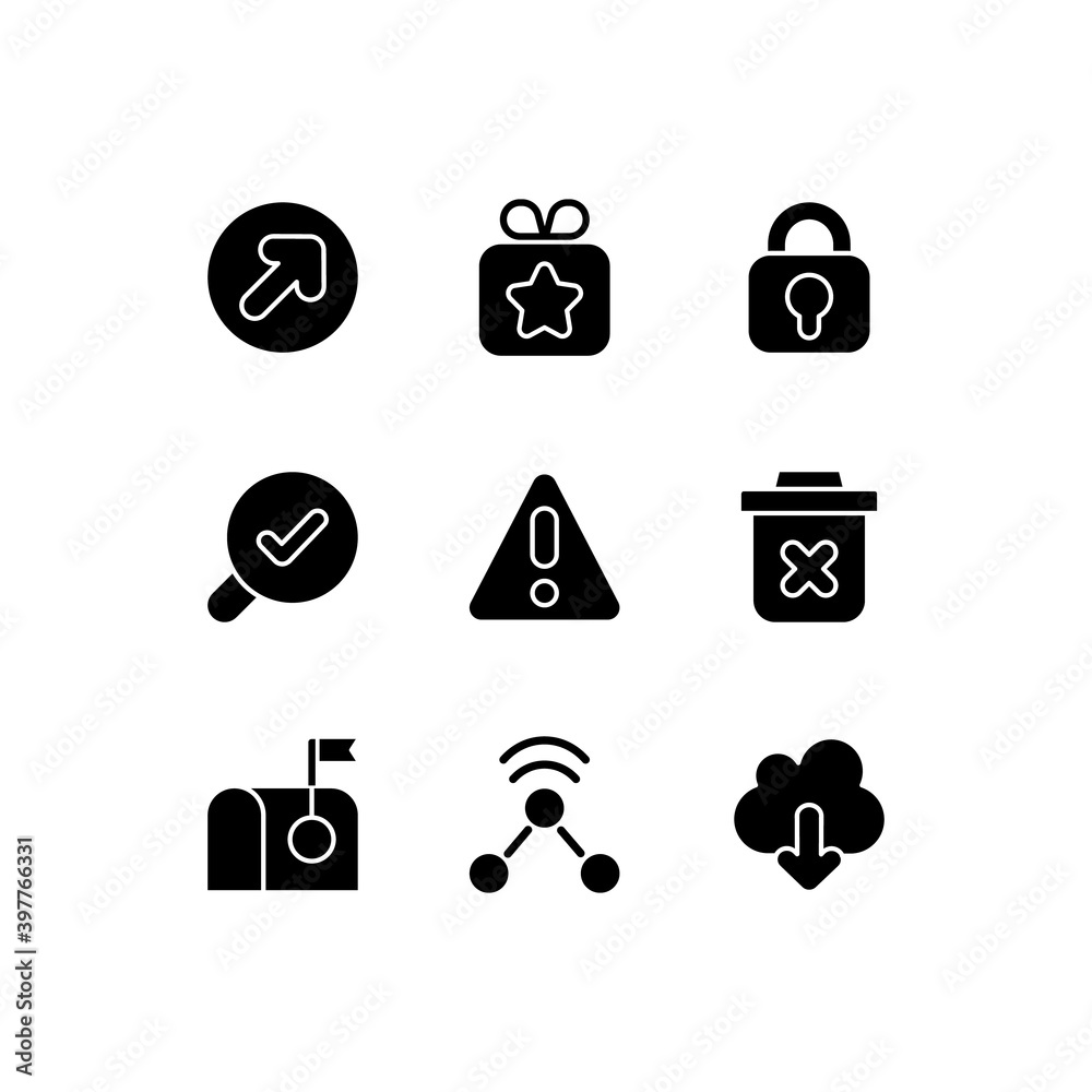 Interface for better usability black glyph icons set on white space ...