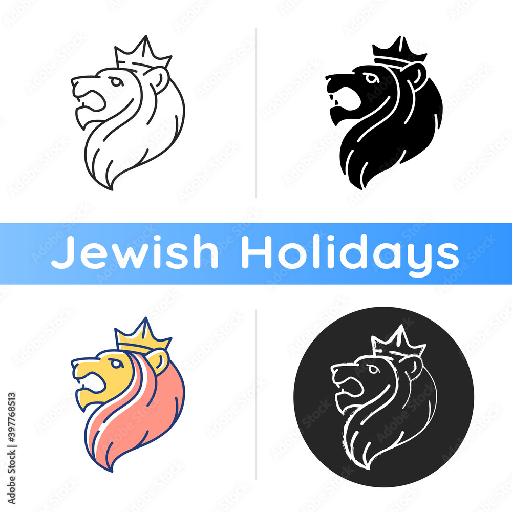 Judah Lion icon. Jewish national and cultural symbol. Strength ...