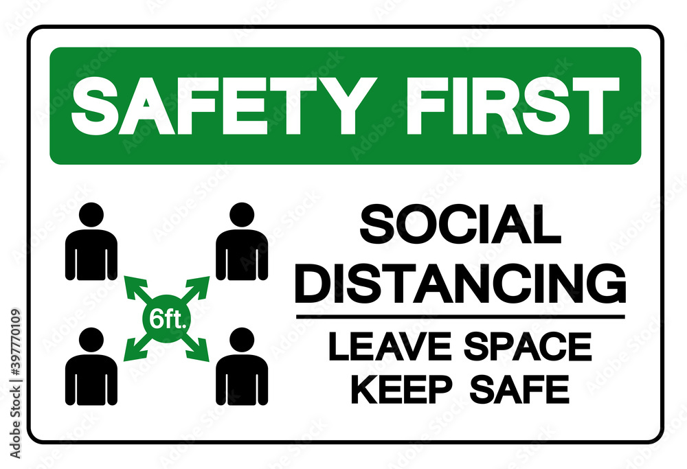 Please Practice 6 Feet Social Distancing Symbol, Vector Illustration ...