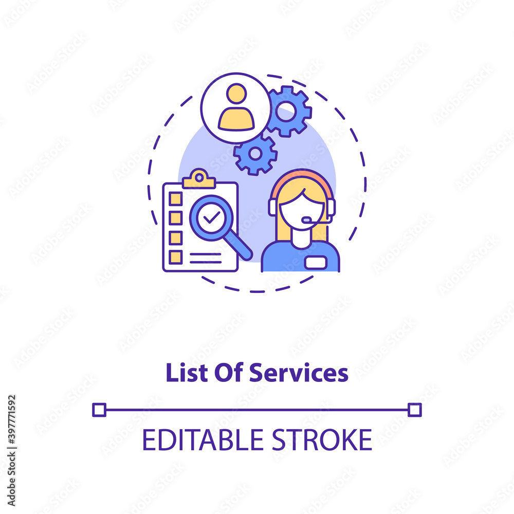 List of services concept icon. Business management. Check document ...