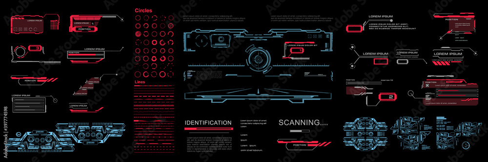 Set HUD elements. HUD Futuristic user interface. Virtual graphical user ...