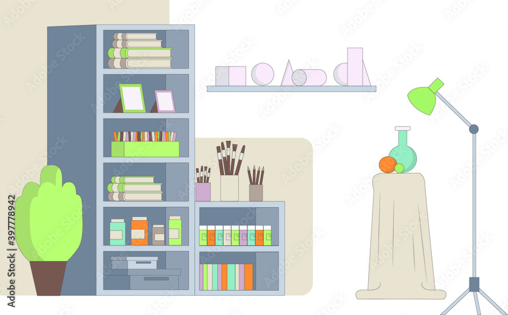 Empty classroom vector illustration. Nobody school class room interior ...