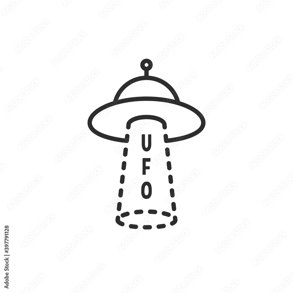 black thin line simple ufo logo Stock Vector | Adobe Stock