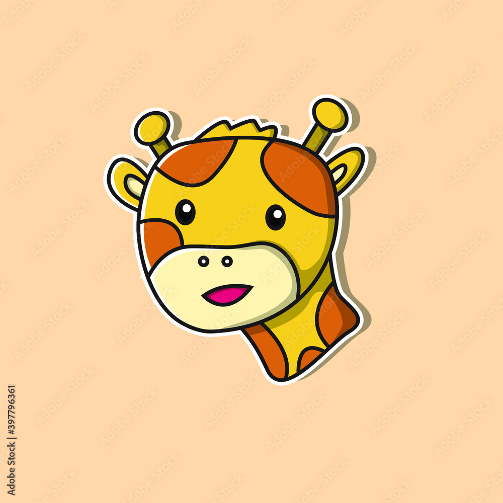 giraffe face cute cartoon illustrations, suitable for use as children's ...