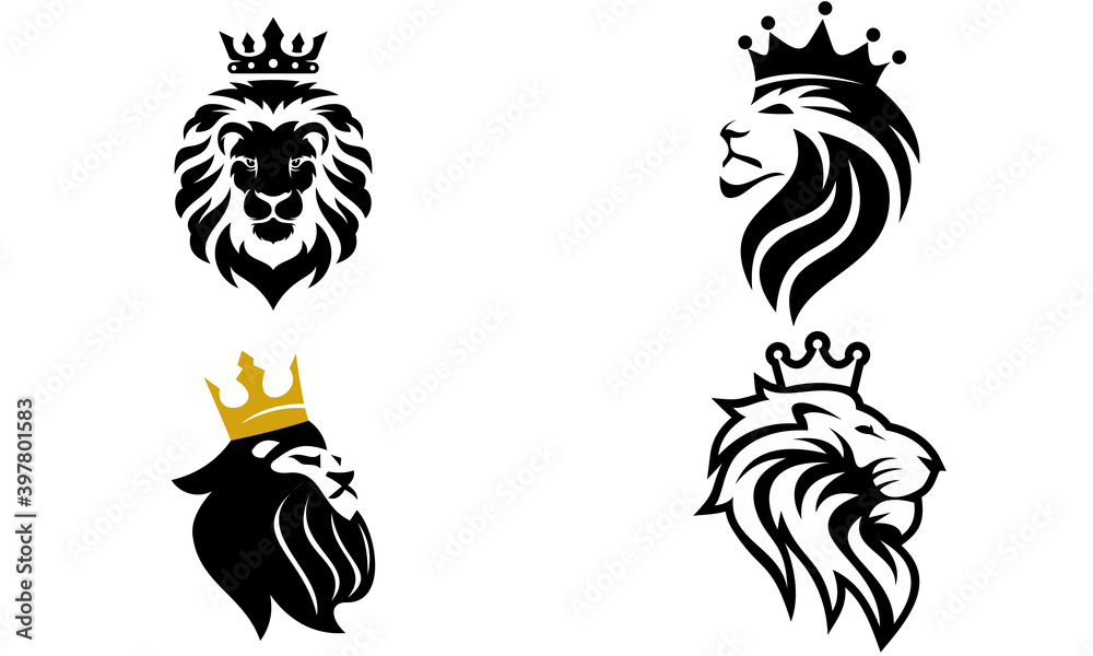 Vector illustration of logo design for the four lion mascot logo. Stock ...