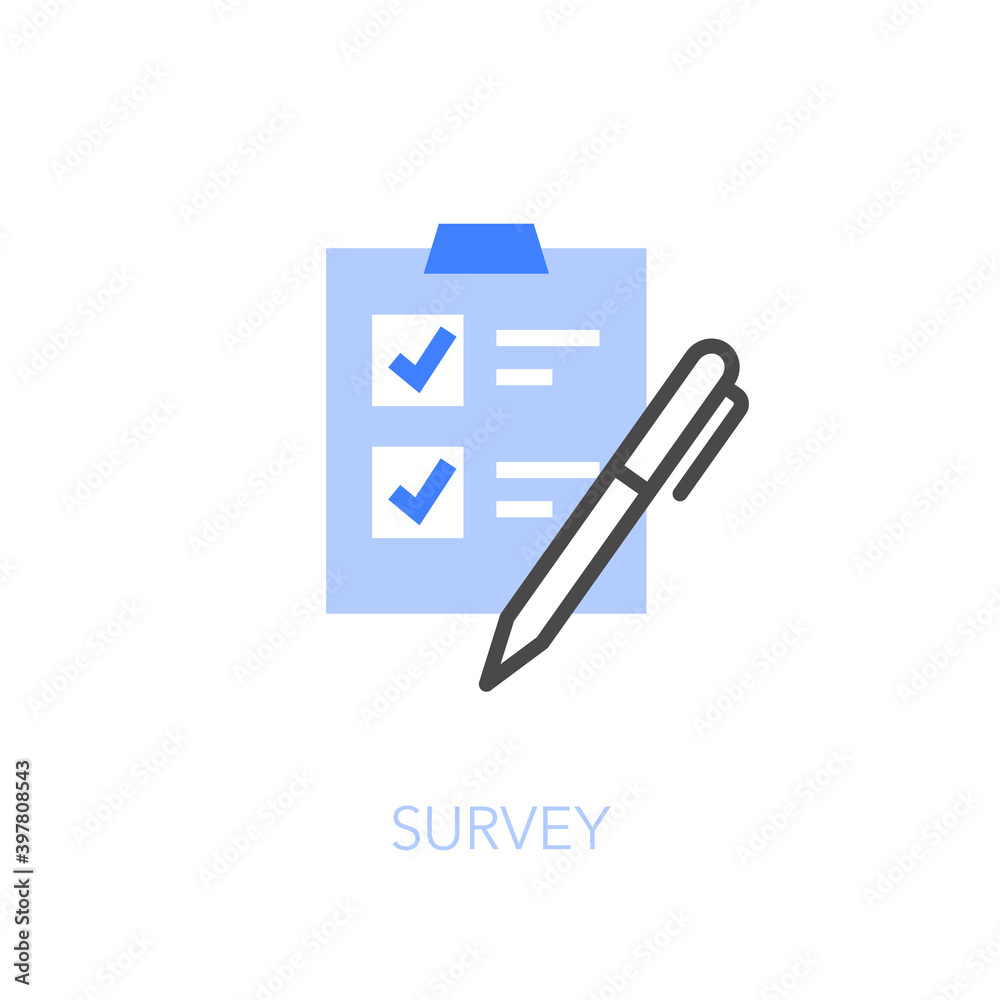 Survey symbol with a pen and checklist. Easy to use for your website or ...