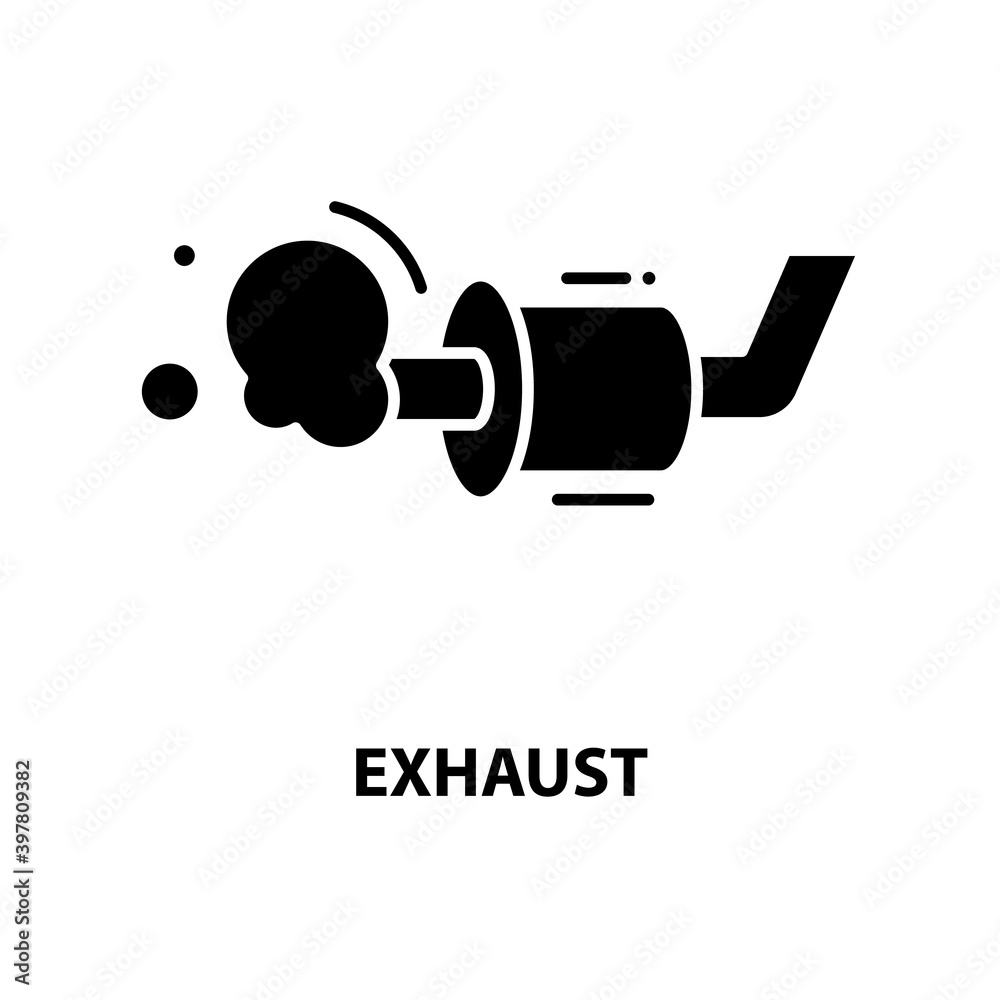 exhaust symbol icon, black vector sign with editable strokes, concept ...