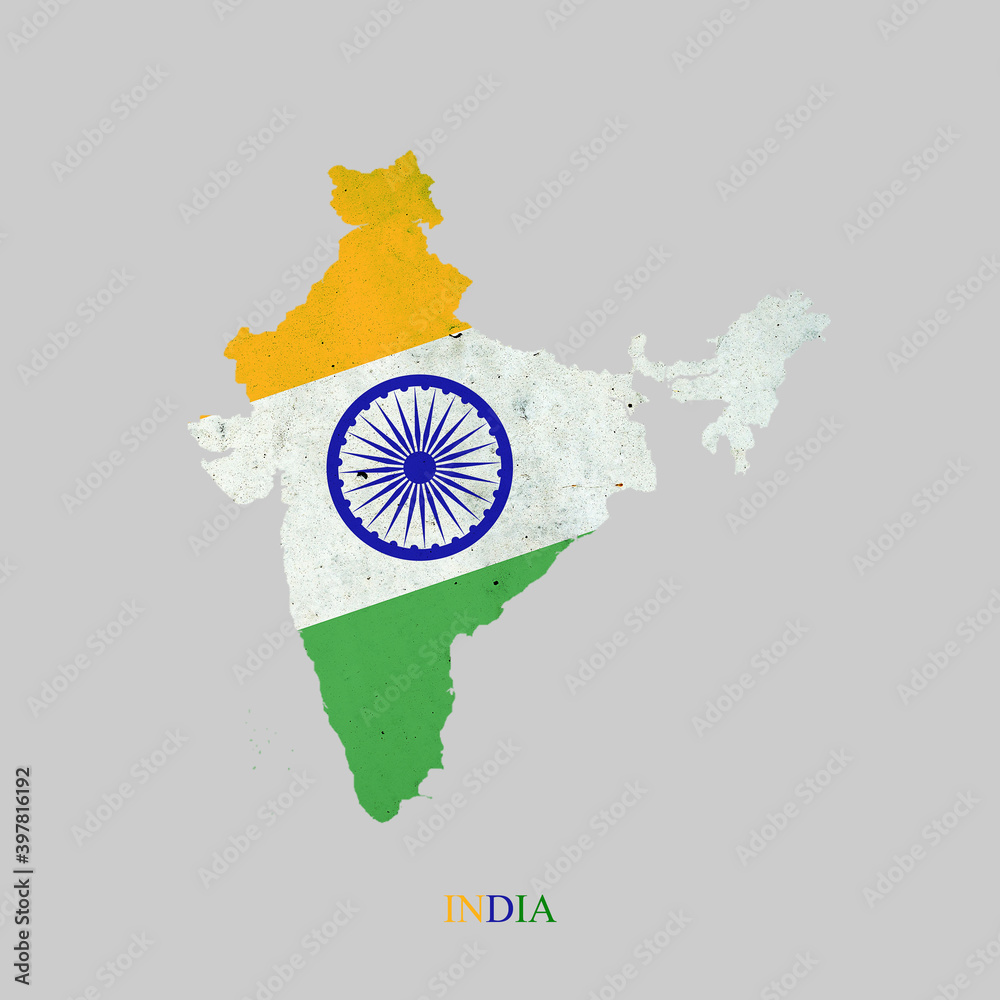 India flag in the form of a map of India. Isolated Stock Photo | Adobe ...