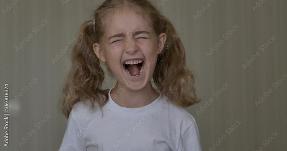 Child Shouting Loud. Portrait of Shocked, Angry and Emotional Little ...