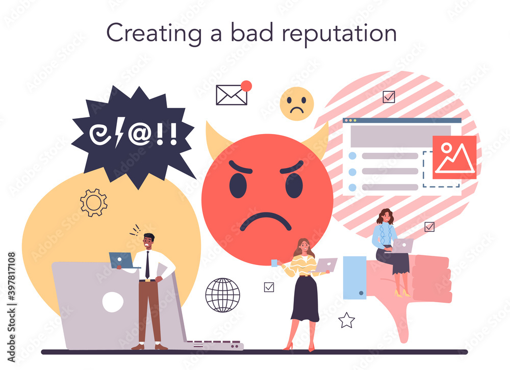 Bad reputation concept. Building relationship with people Stock Vector ...