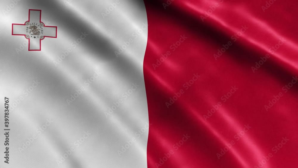 Vidéo Stock 3D Realistic Malta Flag Waving in the Wind Continuously. Seamless Loop and High ...