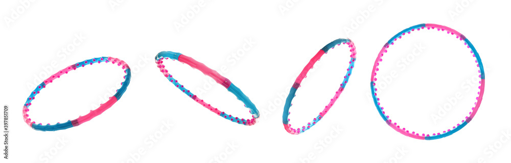 Set of hula hoops isolated on white. Banner design Stock Photo | Adobe ...
