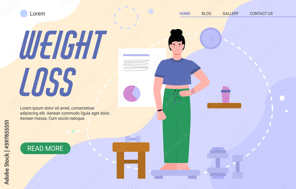 Weight loss webpage concept for nutritionist or dietitian with woman ...