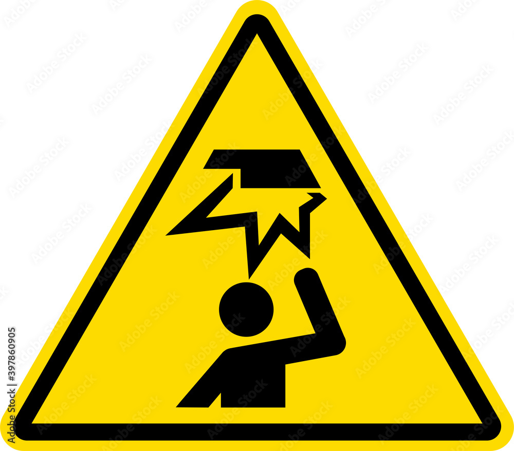 Overhead Obstacle warning sign vector illustration. Safety signs and ...