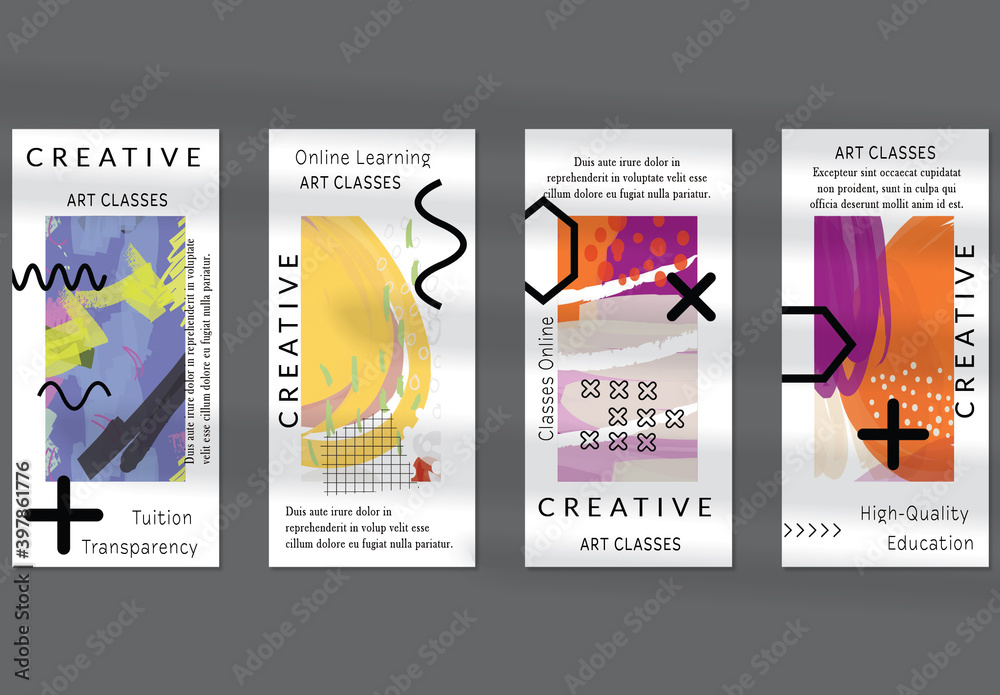 Flyer Layout with Black Shapes and Bright Rectangle on White Stock ...