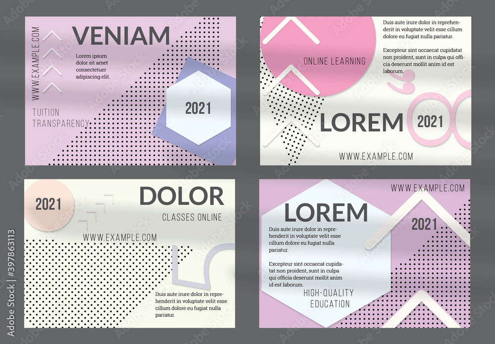 Flyer Layout with Paper Cut Simple Layered Geometric Shapes Stock ...