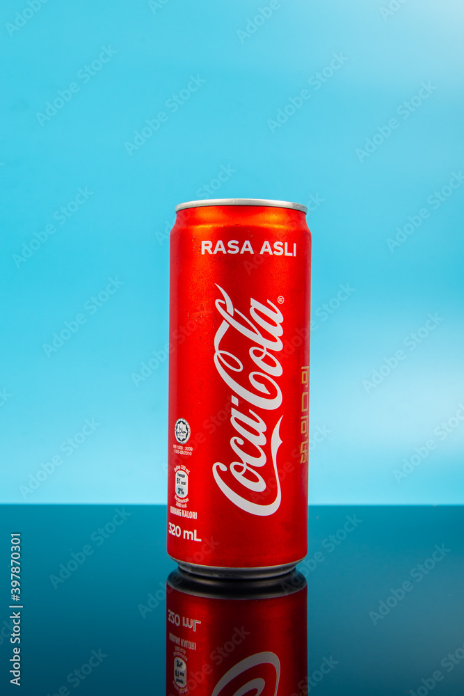 Kota Kinabalu, Sabah, Malaysia-March 24, 2020 : Coca Cola in a tin can ...