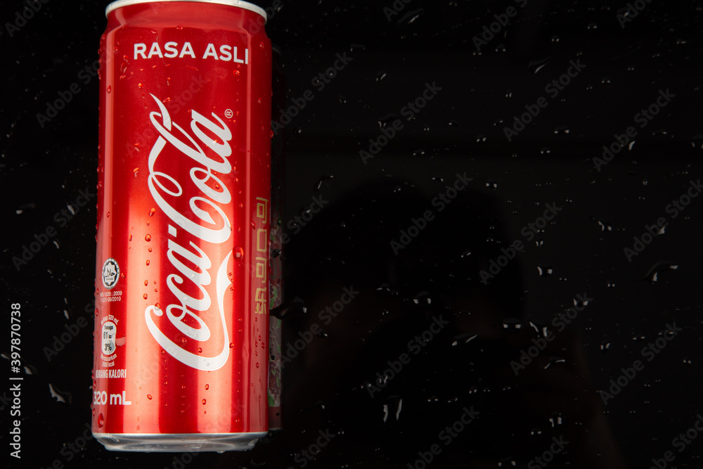 Kota Kinabalu, Sabah, Malaysia-March 24, 2020 : Coca Cola in a tin can ...