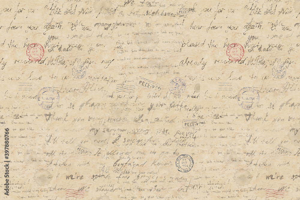 Abstract background in vintage style with old aged yellow brown paper ...