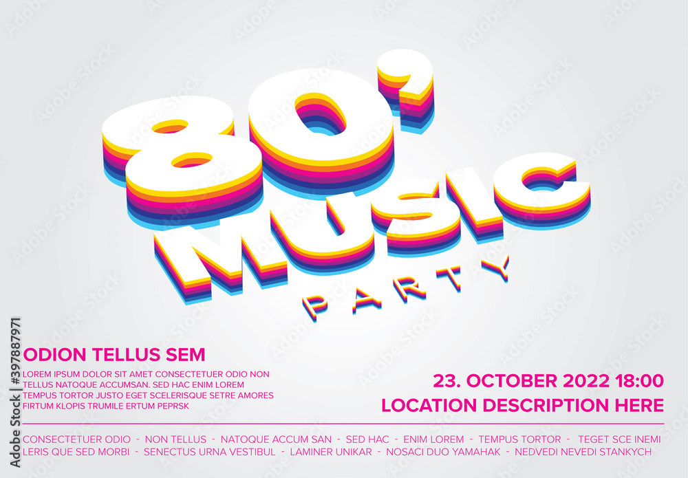 Retro Disco Party Poster Layout Stock Template | Adobe Stock