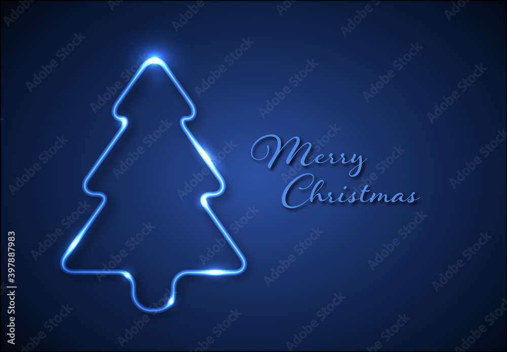 Christmas Card Layout with Neon Christmas Tree Stock Template | Adobe Stock