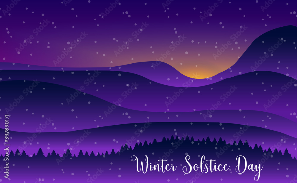 Winter solstice day in December the 21. Greeting card design template ...