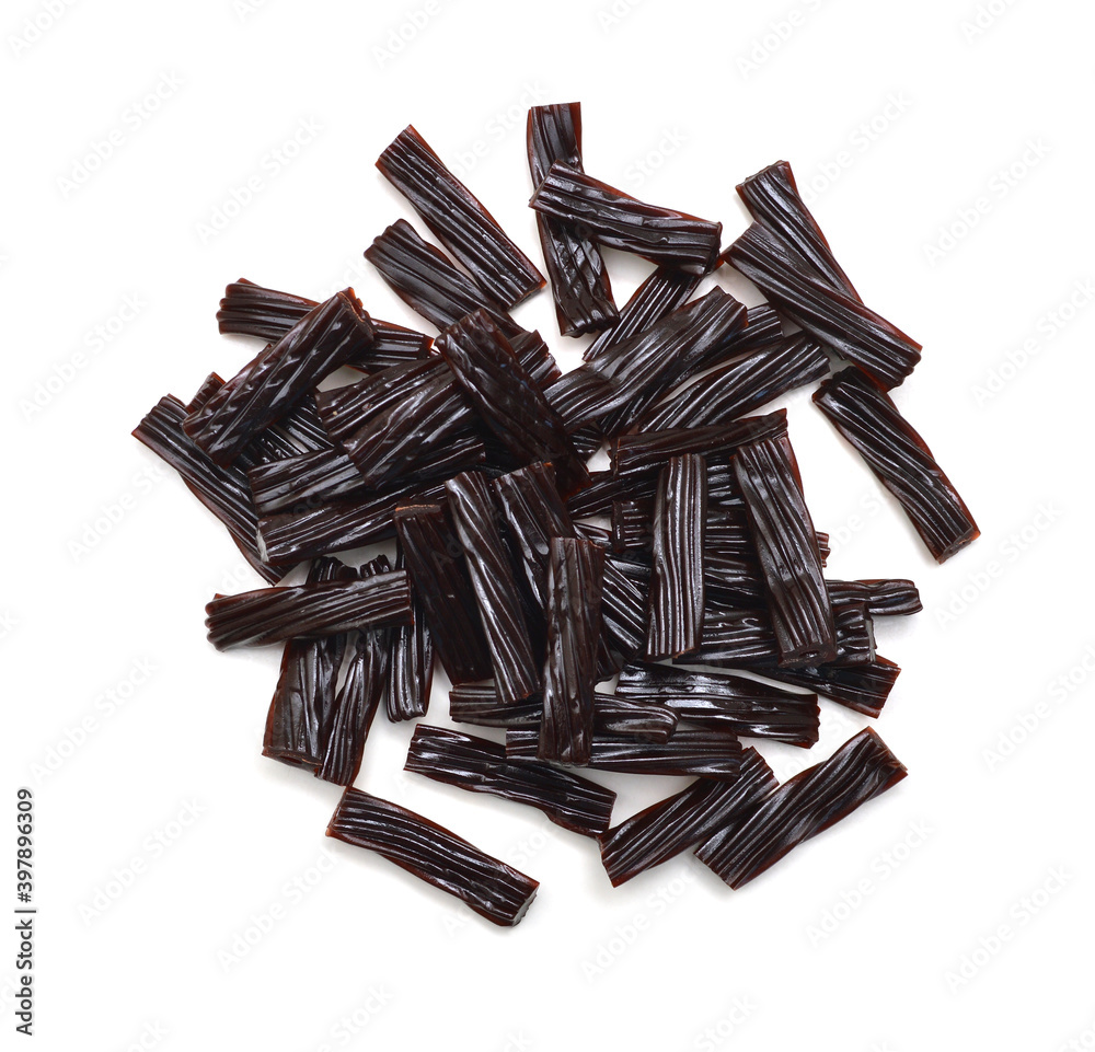 Black licorice candies isolated on white background Stock Photo | Adobe ...