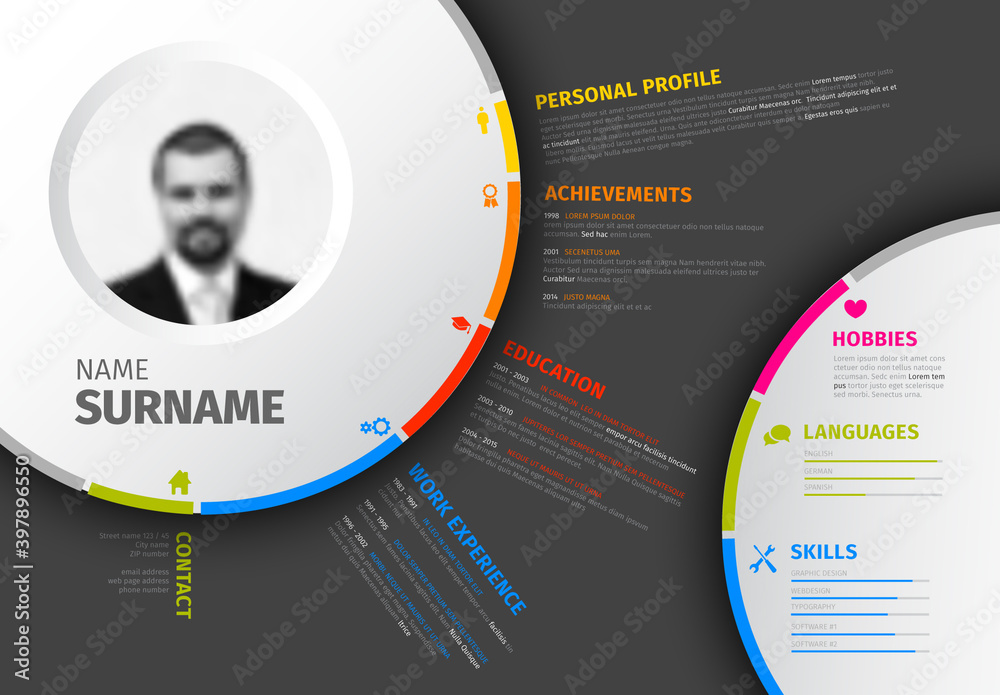 Creative Resume Layout with Circles Stock Template | Adobe Stock