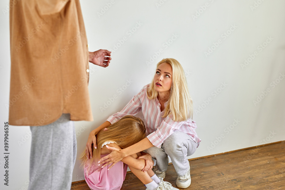 husband fighting with abused wife. social issues, abuse and aggression ...