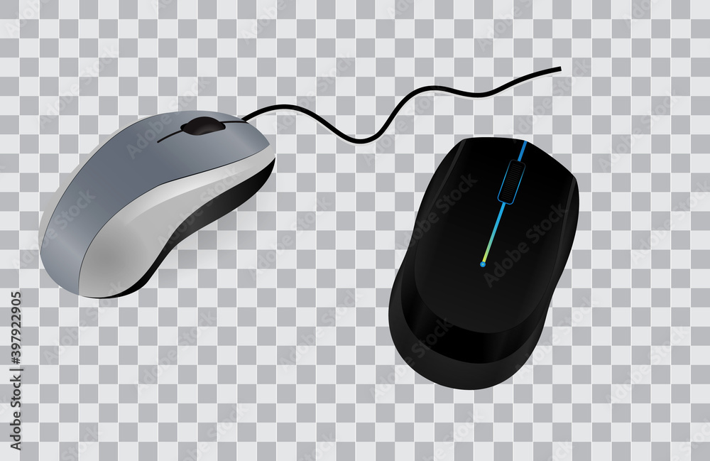 Vecteur Stock set of computer mouse realistic or mouse with scroll and ...