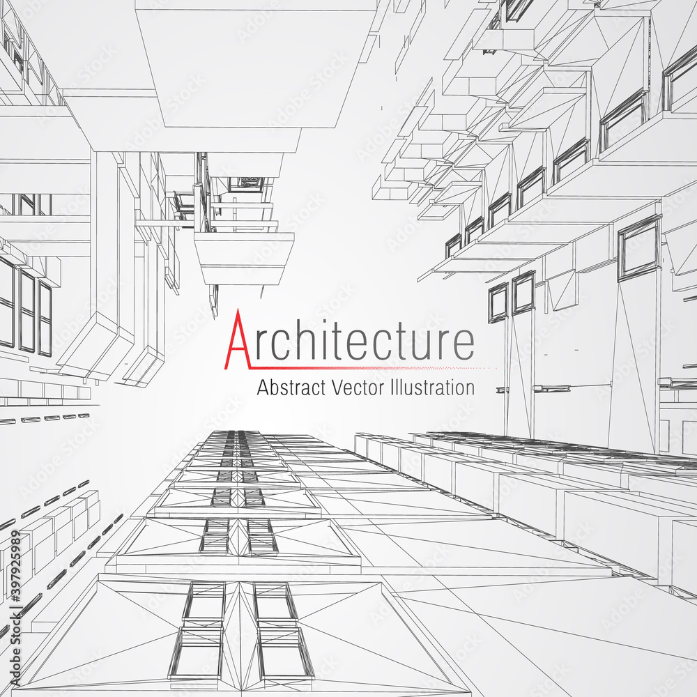 Architecture line background. Building construction sketch vector ...