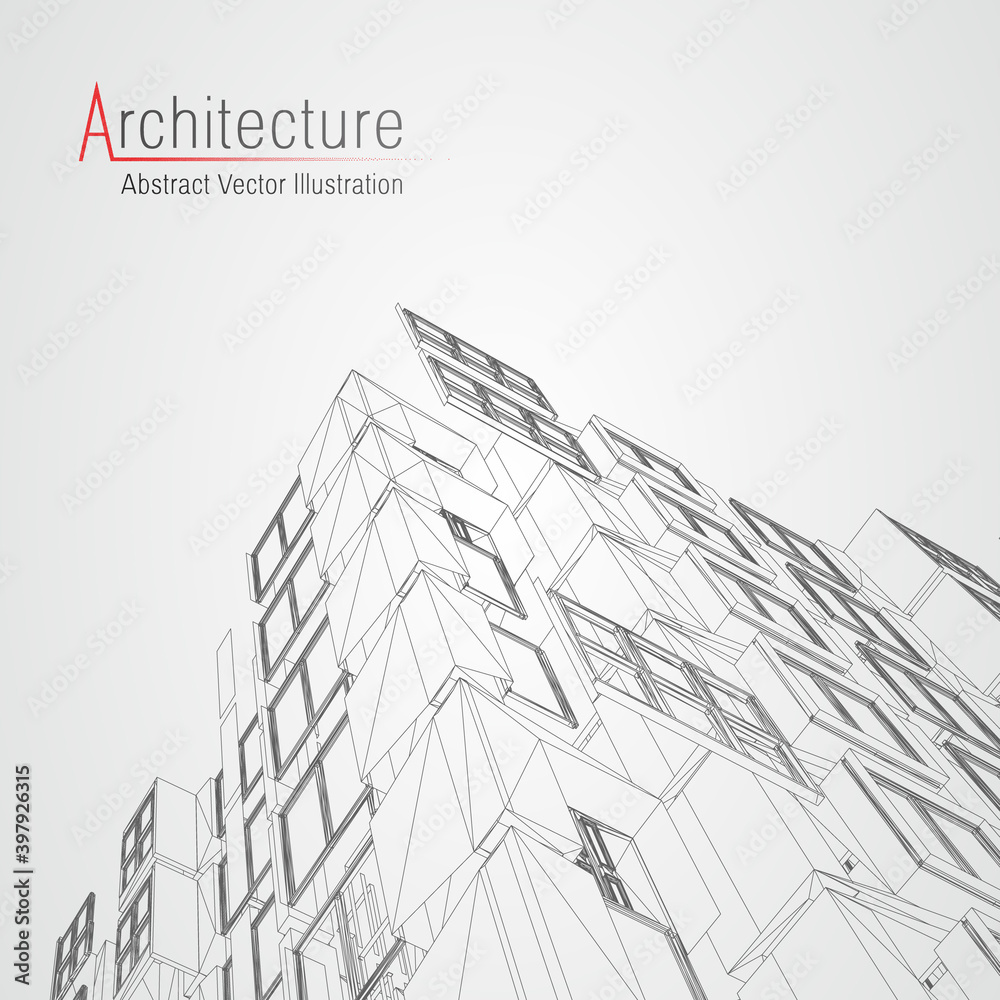 Architecture line background. Building construction sketch vector ...