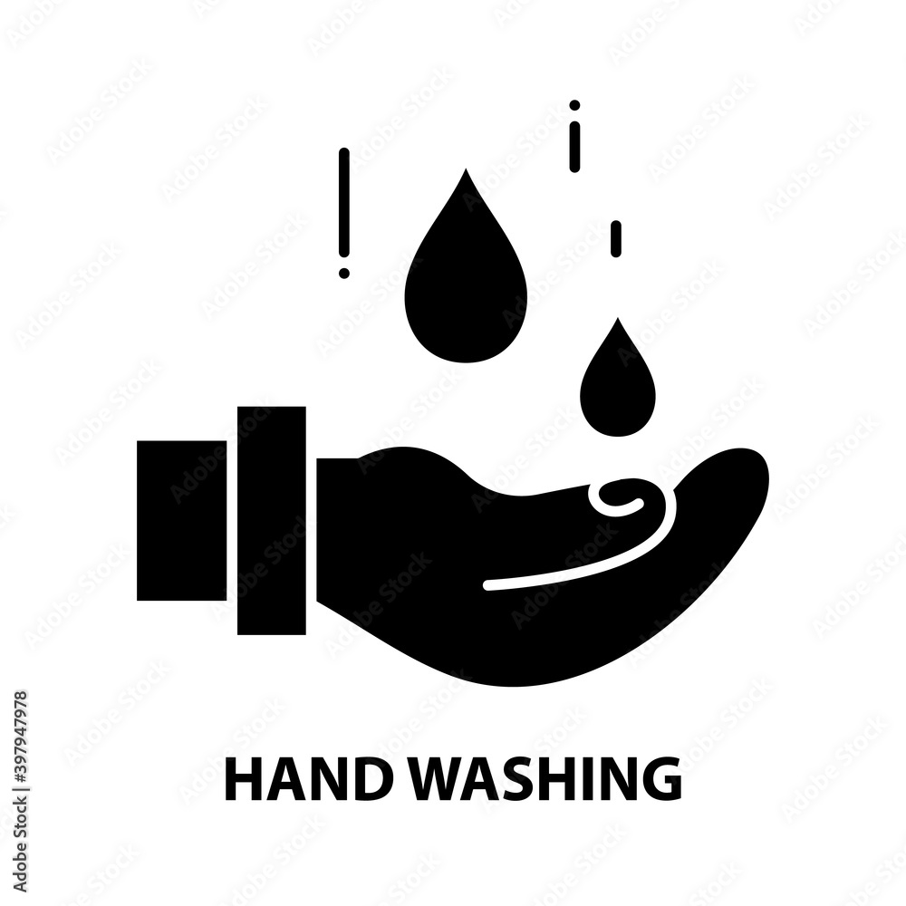 hand washing symbol icon, black vector sign with editable strokes ...