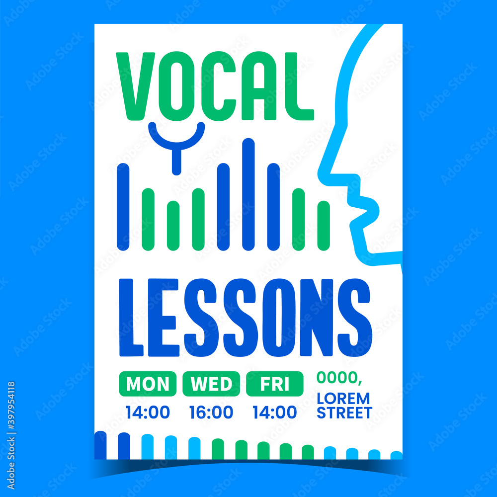 Vocal Lessons Creative Promotion Banner Vector. Vocal Exercise, Singer ...