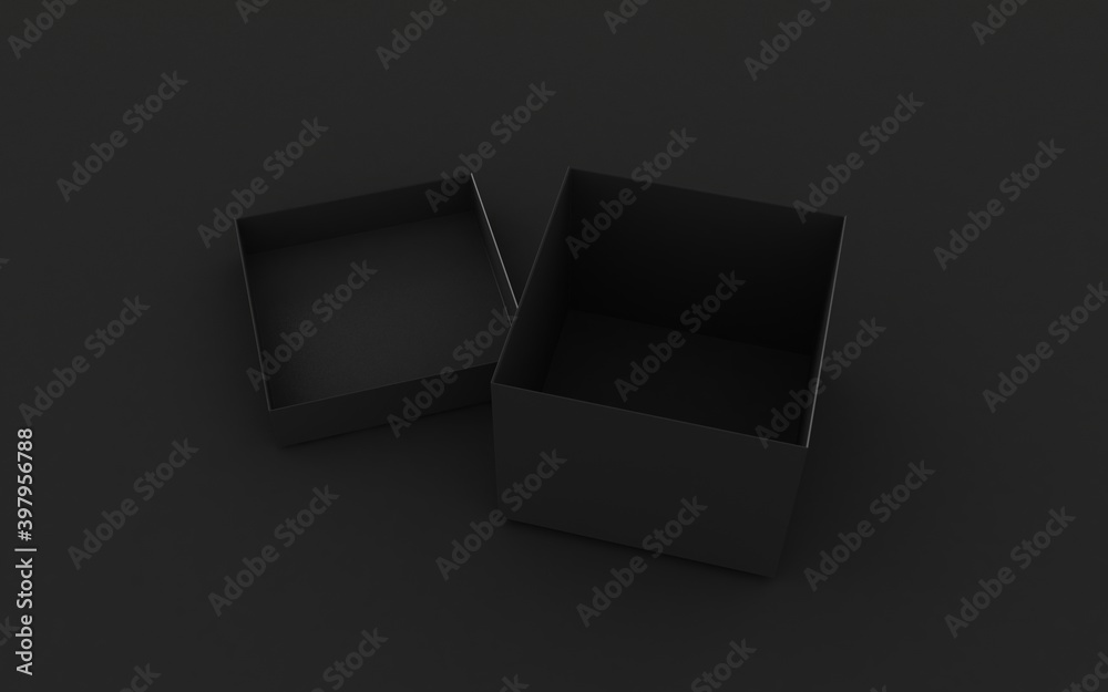 square box package design. 3d rendering of box mockup. Stock ...