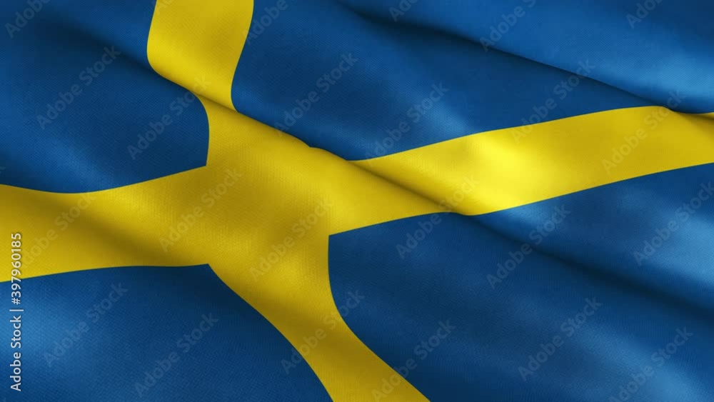 Sweden National Flag Country Banner Waving 3D Loop Animation. High ...