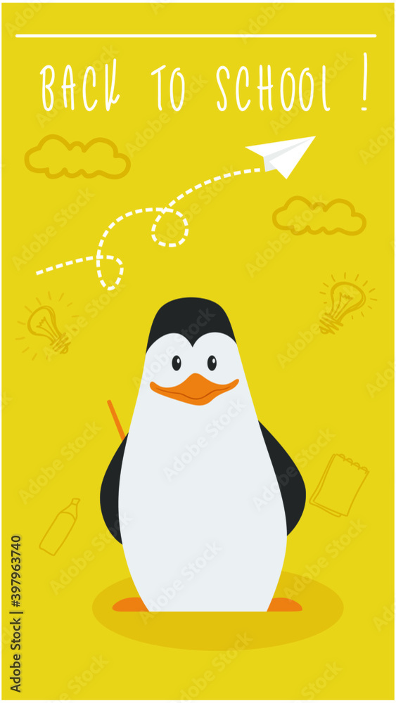 Penguin cartoon character animal be a teacher for back to school ...