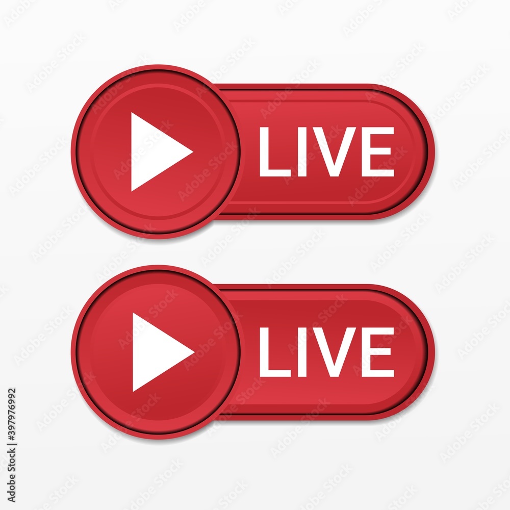 Red live streaming sign. Design for news, radion, tv, social media or ...